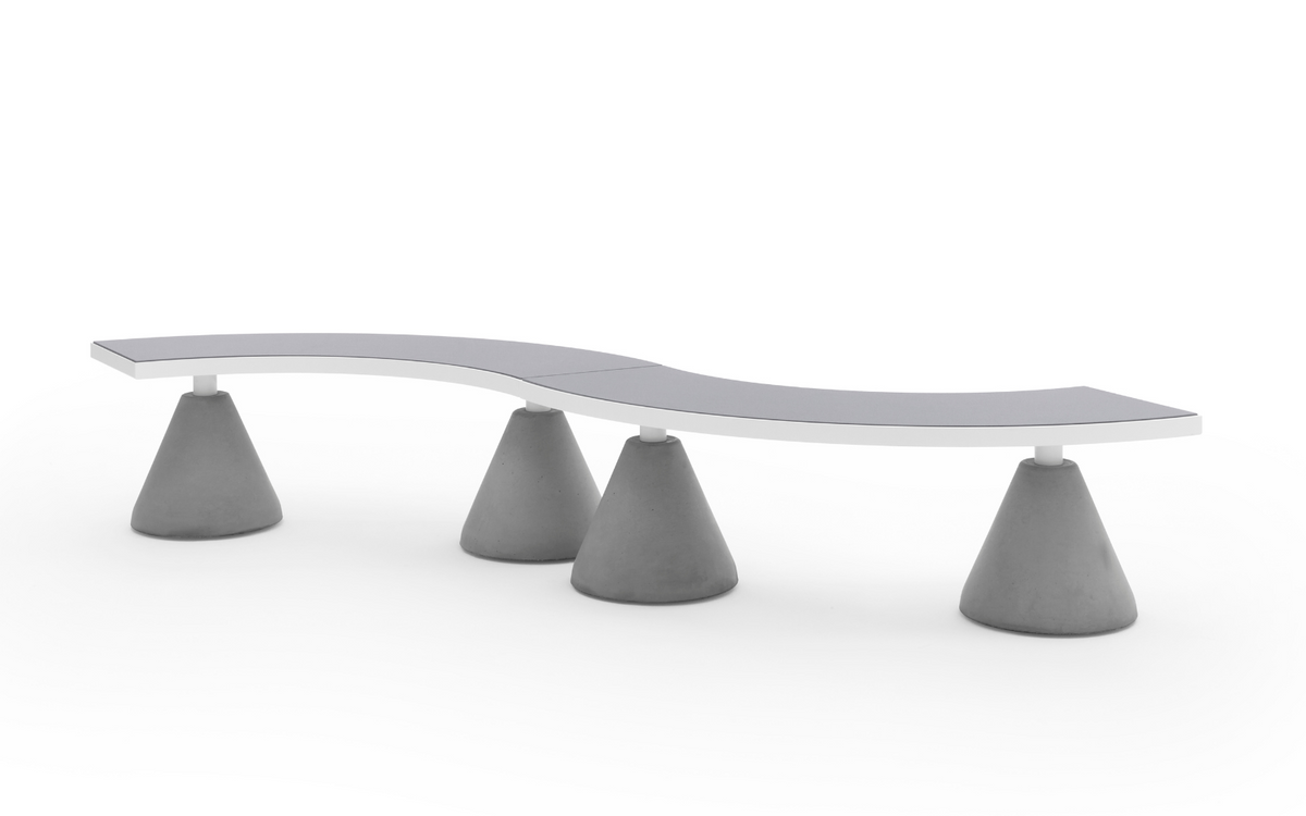 040 Outdoor Curved Flat Bench - Concrete base – Outerspace